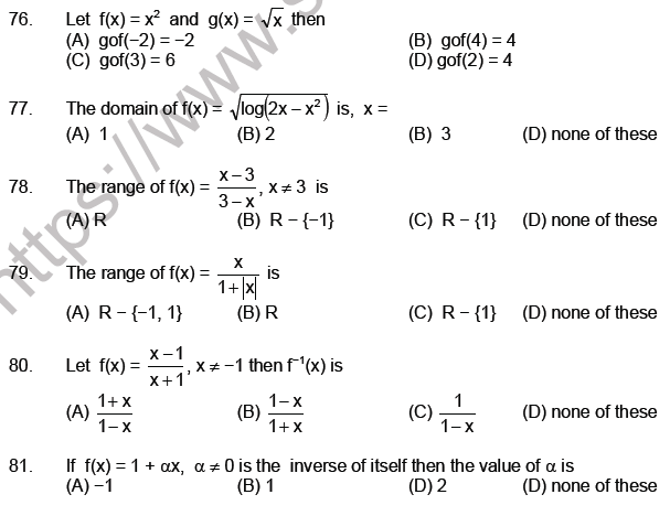 Jee Mathematics Relation And Functions Mcqs Set B With Answers